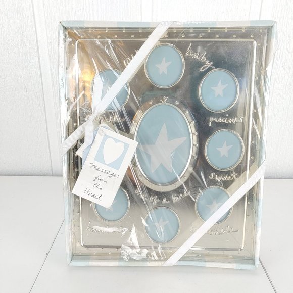 Accents | Silver Baby Boy Picture Frame Holds 9 Photos Baby Shower Gift ...
